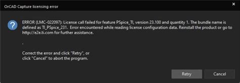 Pspice For Ti Error Lmc 022097 License Call Failed Simulation Hardware And System Design