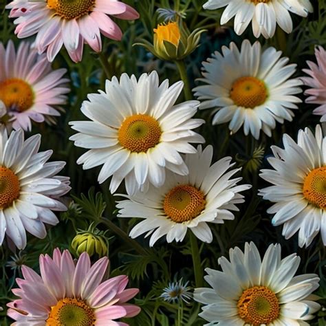 Vibrant Daisy Blooms In Serene Meadow Setting Premium Ai Generated Image
