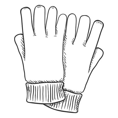 Premium Vector Vector Black Sketch Illustration Casual Textile Gloves