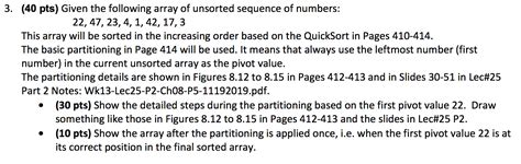 Solved 3 40 Pts Given The Following Array Of Unsorted