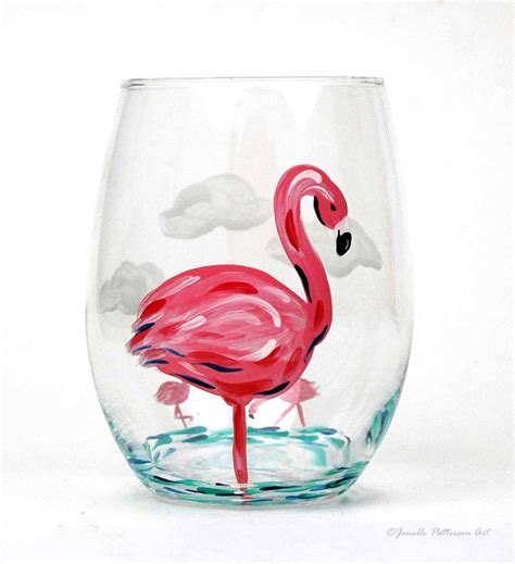 Janelle Patterson Art Flamingo Stemless Glass
