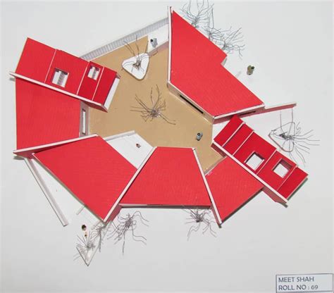 Radial Architecture Model With Red Walls And Floors