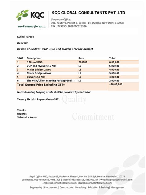 Quotation For Structure Design Pdf