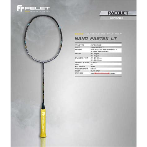 Felet Nano Fastex 800 [foc Single Back Pack String Grip] Max 36lbs Combo Set Racket Badminton