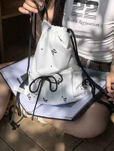 발레 러블리 화이트 리본 백팩 스트링백팩 복조리 여름 시원한 캐쥬얼 데이트 에이블리