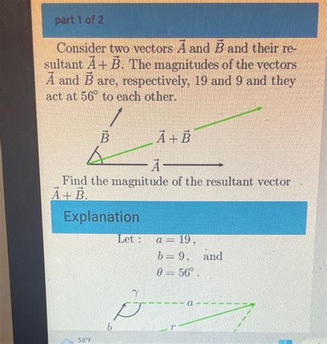 Solved Consider Two Vectors A And B And Their Resultant A B Chegg
