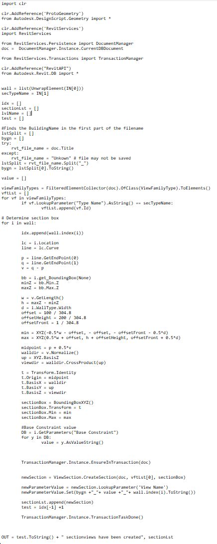 Section Creation With Python Revit Dynamo