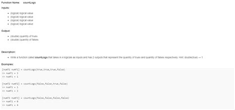 Solved Function Name Countlogs Inputs Logical Logical