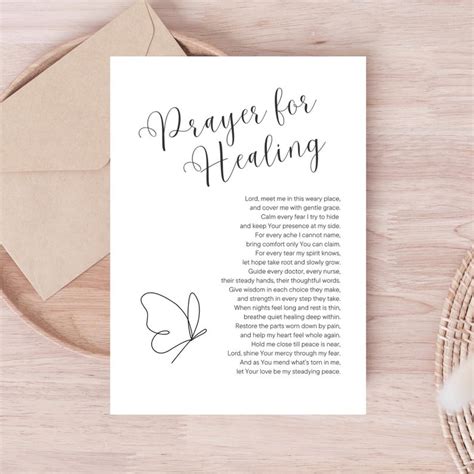 Healing Prayer Printable Card Christian Get Well Card Prayer For