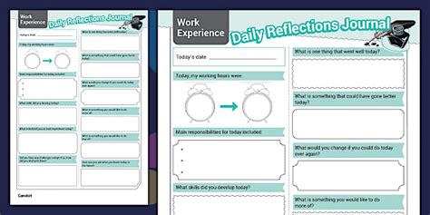 Work Experience Daily Reflections Journal