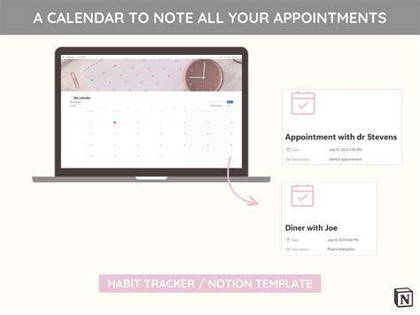Habit Tracker Notion Template Notion Planner Template Pink Notion Template Mood Tracker Notion