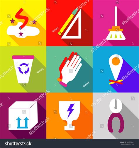 Set Icons Flat Style Vector Image Stock Vector Royalty Free Shutterstock