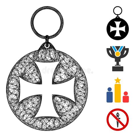 Maltese Cross Vector Mesh Carcass Model And Triangle Mosaic Icon Stock Vector Illustration Of