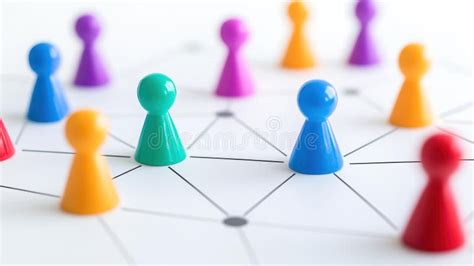 Colorful Figures On A Grid Represent Social Networks Emphasizing Community Teamwork And