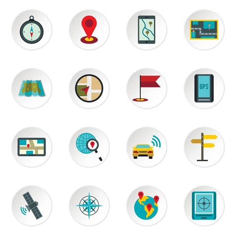 Navigation Icons Set Flat Style 5312589 Vector Art At Vecteezy