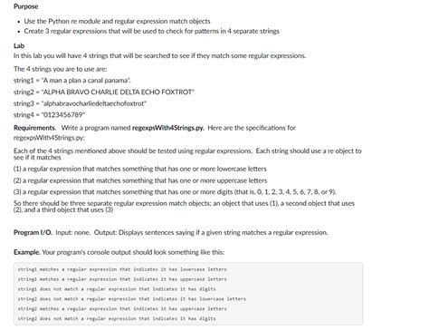 Solved Purpose Use The Python Re Module And Regular Chegg Com