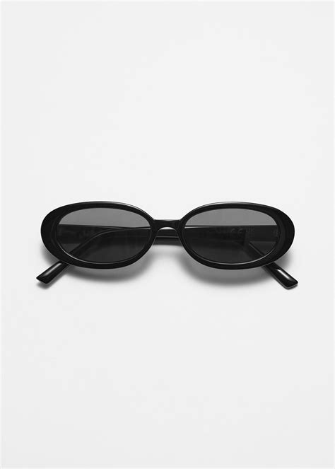 And Other Stories Slim Oval Frame Sunglasses In Black Endource