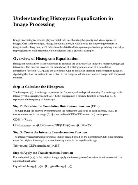 1histogram Equalization In Image Processing Download Free Pdf