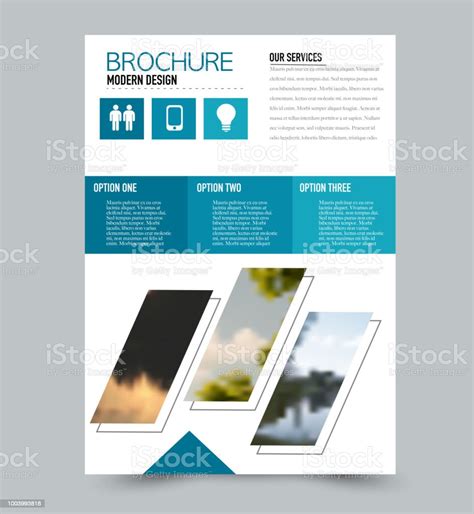 블루 전단지 디자인 서식 파일을 이미지에 내장 비즈니스 교육 프레 젠 테이 션 광고에 대 한 소책자 기업 아이덴티티 스타일 개념입니다 편집 가능한 벡터 일러스트입니다