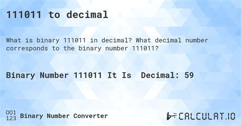 111011 To Decimal Calculatio