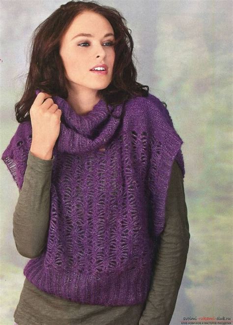 Вязание спицами женской жилетки с поясом Подробная схема с фото и описанием для начинающих в