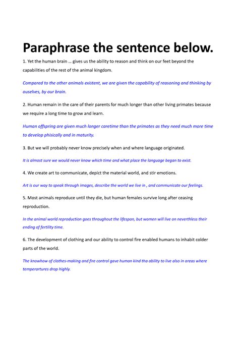 Paraphrase Exercises Paraphprase Assignments With Errors And Corrections Options Paraphrase