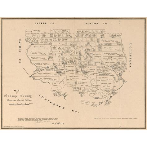 Historic County Map Orange County Texas Walsh 1880 3004 X 23