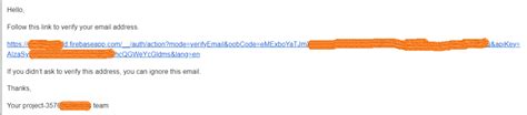 Firebase Authentification Verify Email Link Includes Url And Api Key