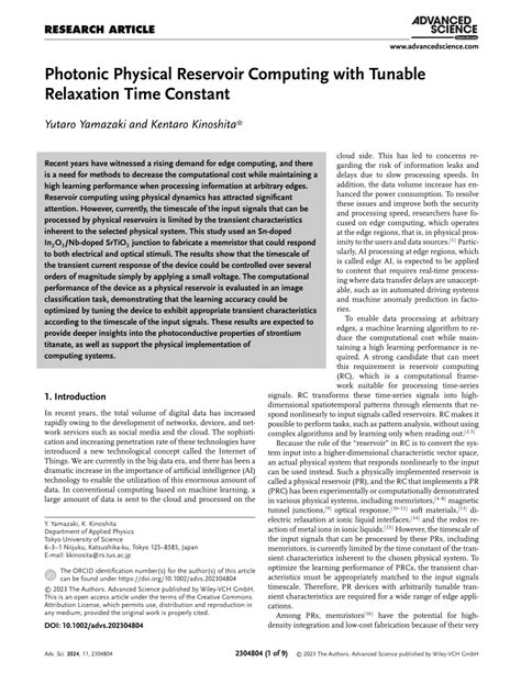 Pdf Photonic Physical Reservoir Computing With Tunable Relaxation