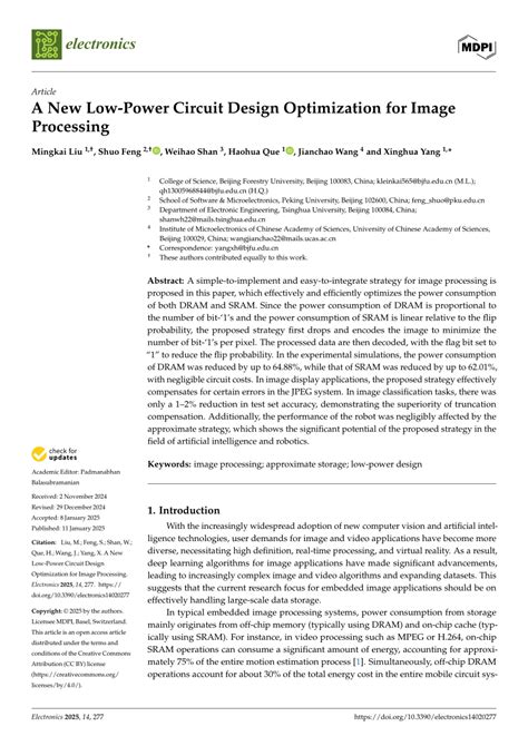 Pdf A New Low Power Circuit Design Optimization For Image Processing