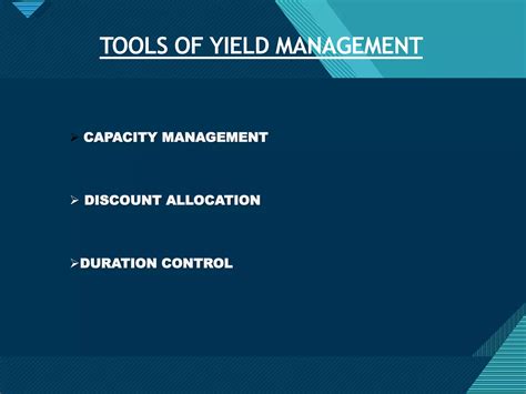 Tools Of Yield Management Ppt
