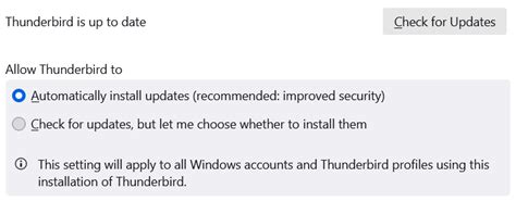 Managing Thunderbird Updates Thunderbird Help