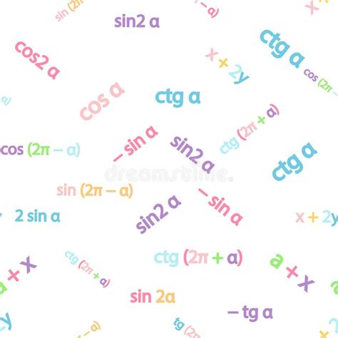 Seamless Pattern With Mathematical Formulas And Numbers Algebra And Geometry Calculations