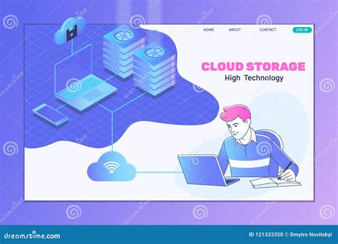 Isometric Cloud Computing Services And Technologydata Storage Devicemedia Server Stock Vector