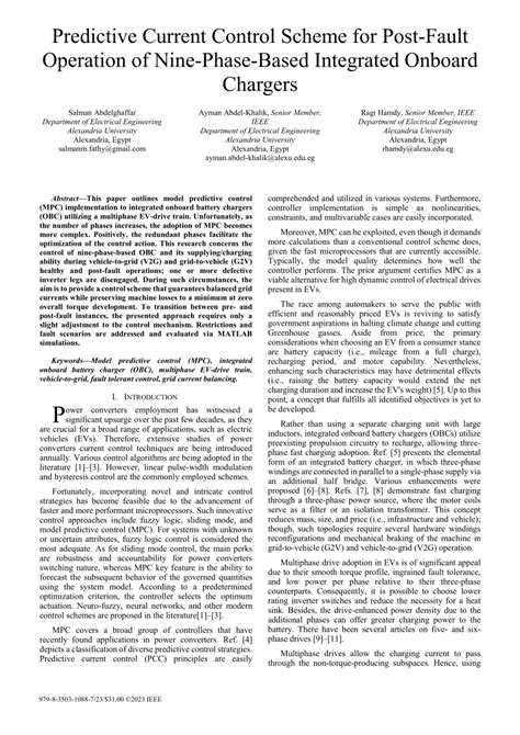 Pdf Predictive Current Control Scheme For Post Fault Operation Of Nine Phase Based Integrated