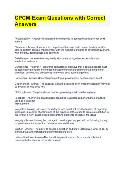 CPCM Exam Questions With Correct Answers CPCM Stuvia US