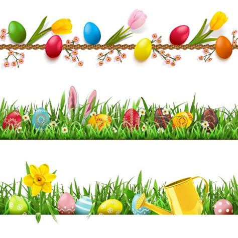 Spring Grass Border With Rabbits Royalty Free Vector Image