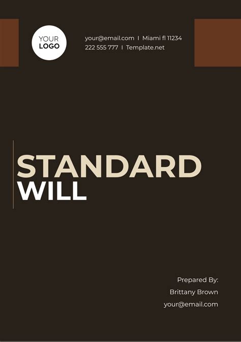 Free Standard Will Template To Edit Online
