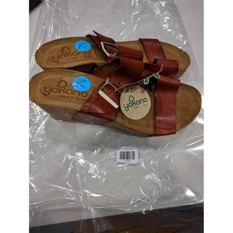 Yokono Shoes Yokono Womens Wedge Sandals Brown Wide Leather Straps