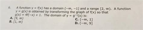 Solved A Function Y F X Has A Domain And A Range Chegg Com