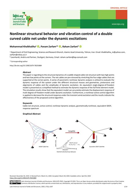 Pdf Nonlinear Structural Behavior And Vibration Control Of A Double
