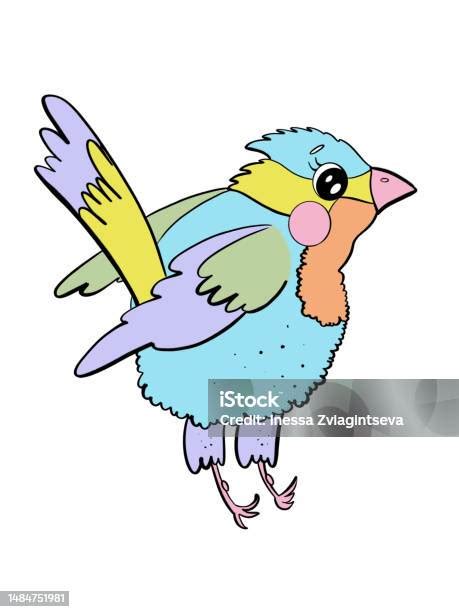 일러스트 컬러 만화 유치한 스타일 캐릭터 작은 새 봄 귀여운 채색 디자인 요소 엽서 커버 미디어 스티커 노랑에 대한 스톡 벡터