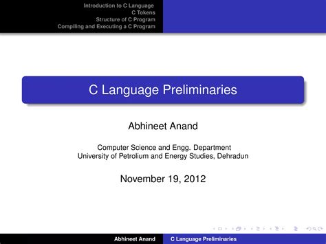 C Language Preliminaries Pdf