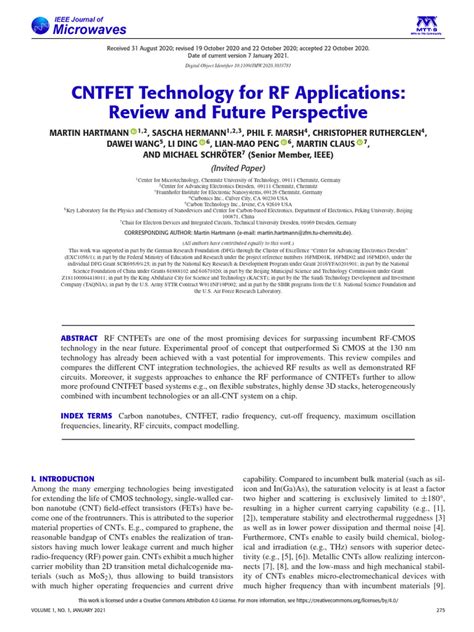 Cntfet Technology For Rf Applications Review And Future Perspective Aplicações Pdf Carbon