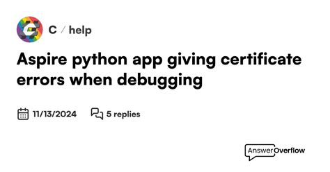 Aspire Python App Giving Certificate Errors When Debugging C