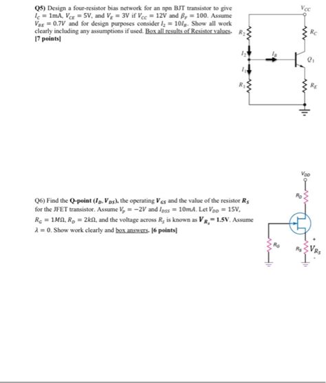 Solved Vec 5 Design A Four Resistor Bias Network For An