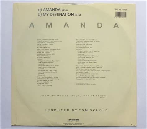 Boston Amanda 12″ Mca Mcas1091 Exex 1986 12 Inch Thespacebar Records