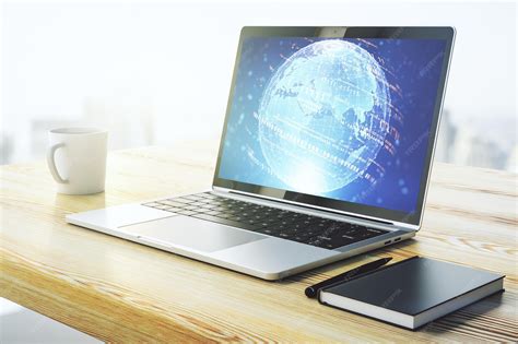 Premium Photo Abstract Creative Coding Illustration With World Map On Modern Computer Monitor