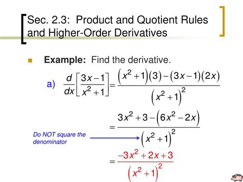 Ppt Sec 23 Product And Quotient Rules And Higher Order Derivatives