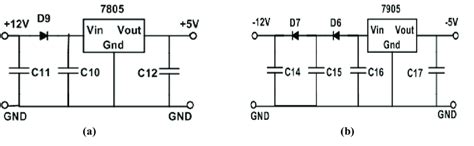 Filter And Regulator Circuit Schematics Of 5 V And 5 V Power Supplies